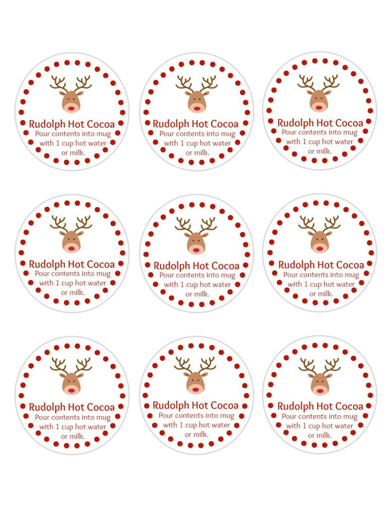DIY Rudolph Hot Cocoa Holiday Gifts Free Printable Tags Reindeer ...