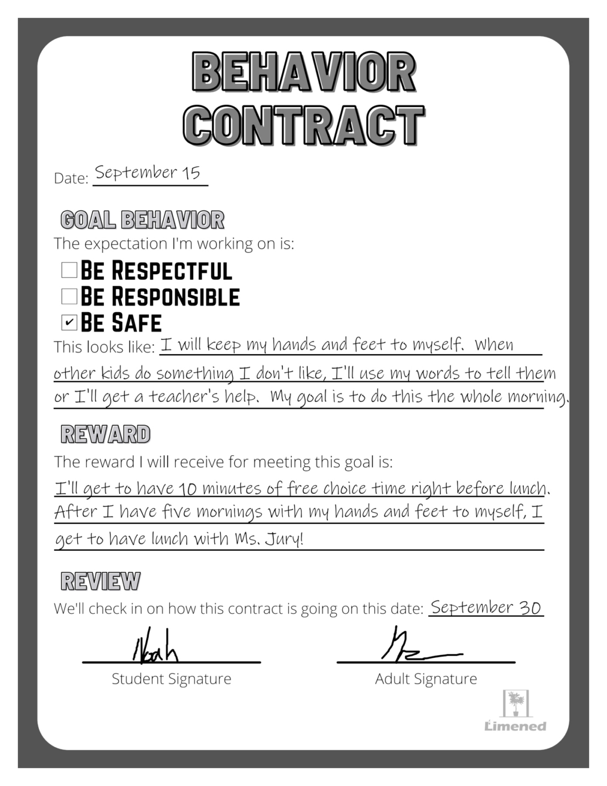 Free Printable Behavior Contracts & Charts | Printable Labels