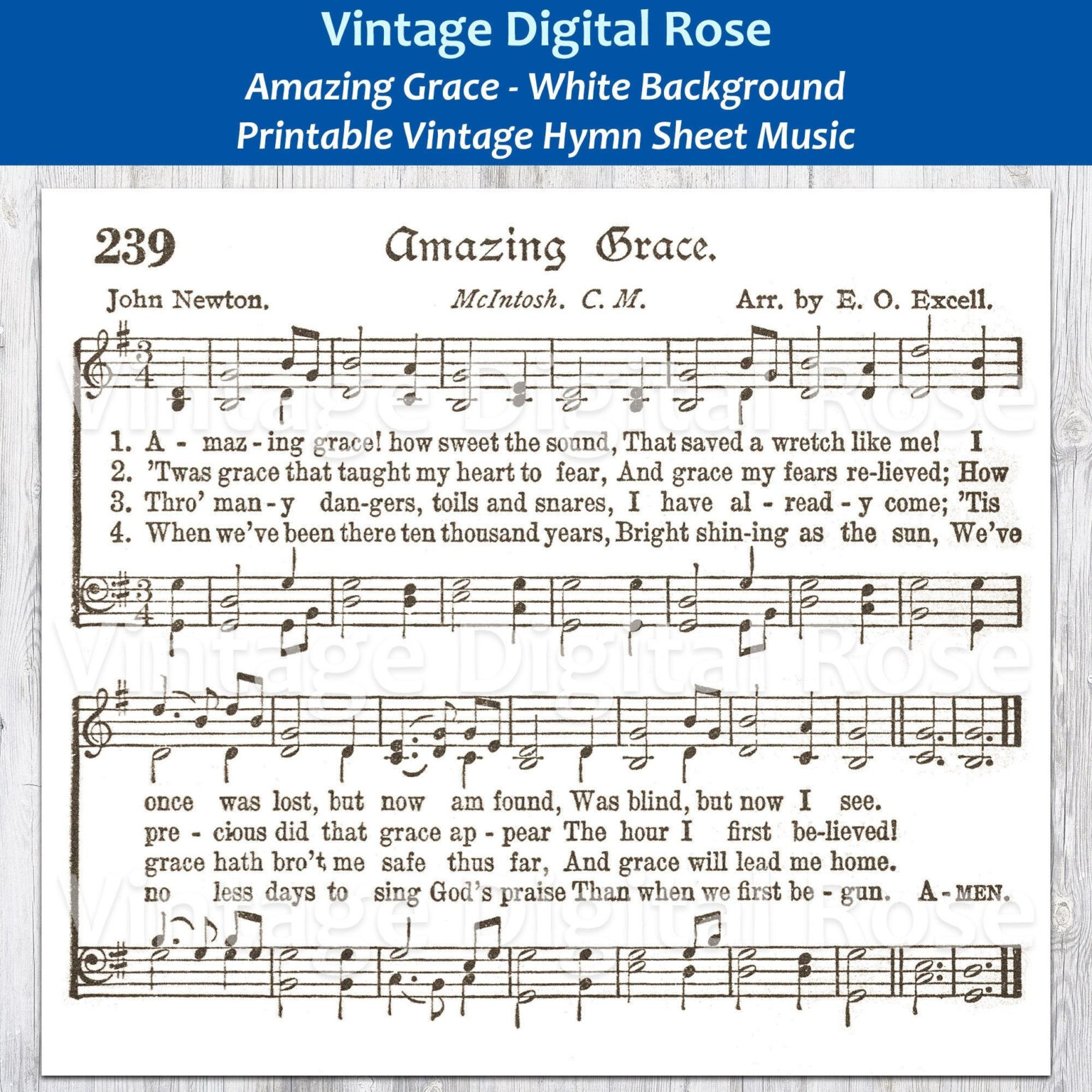 Free Printable Amazing Grace Hymn Sheet Music | Printable Labels