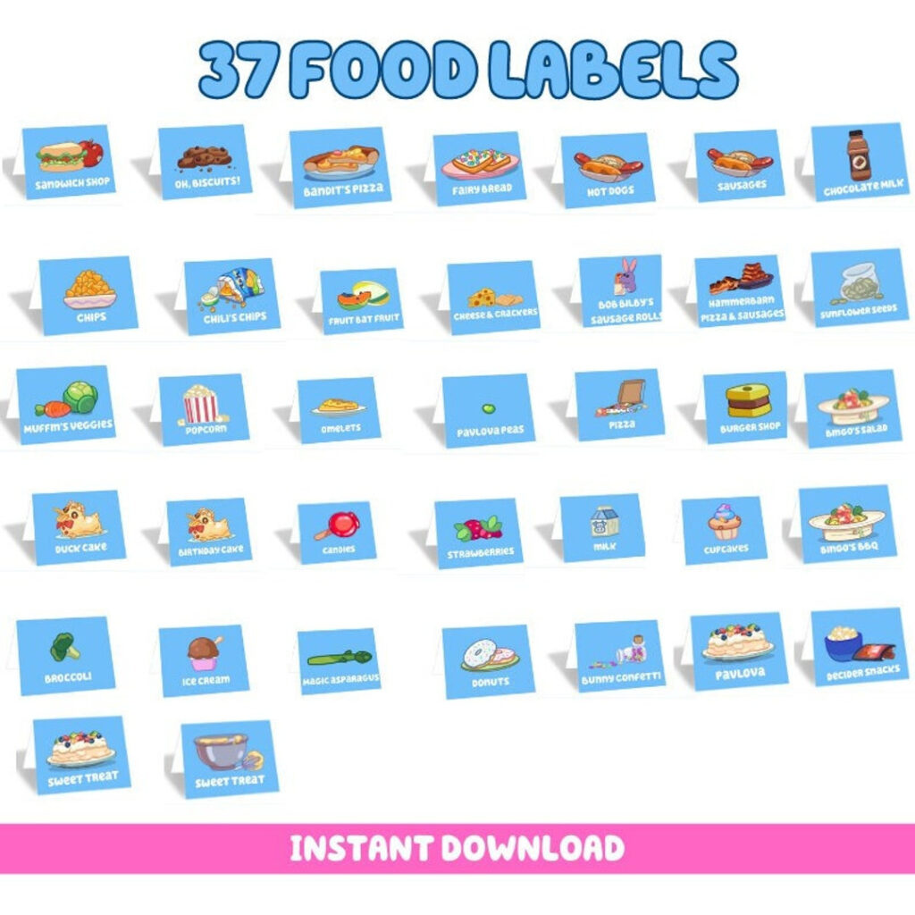 Free Printable Bluey Party Food Labels | Printable Labels