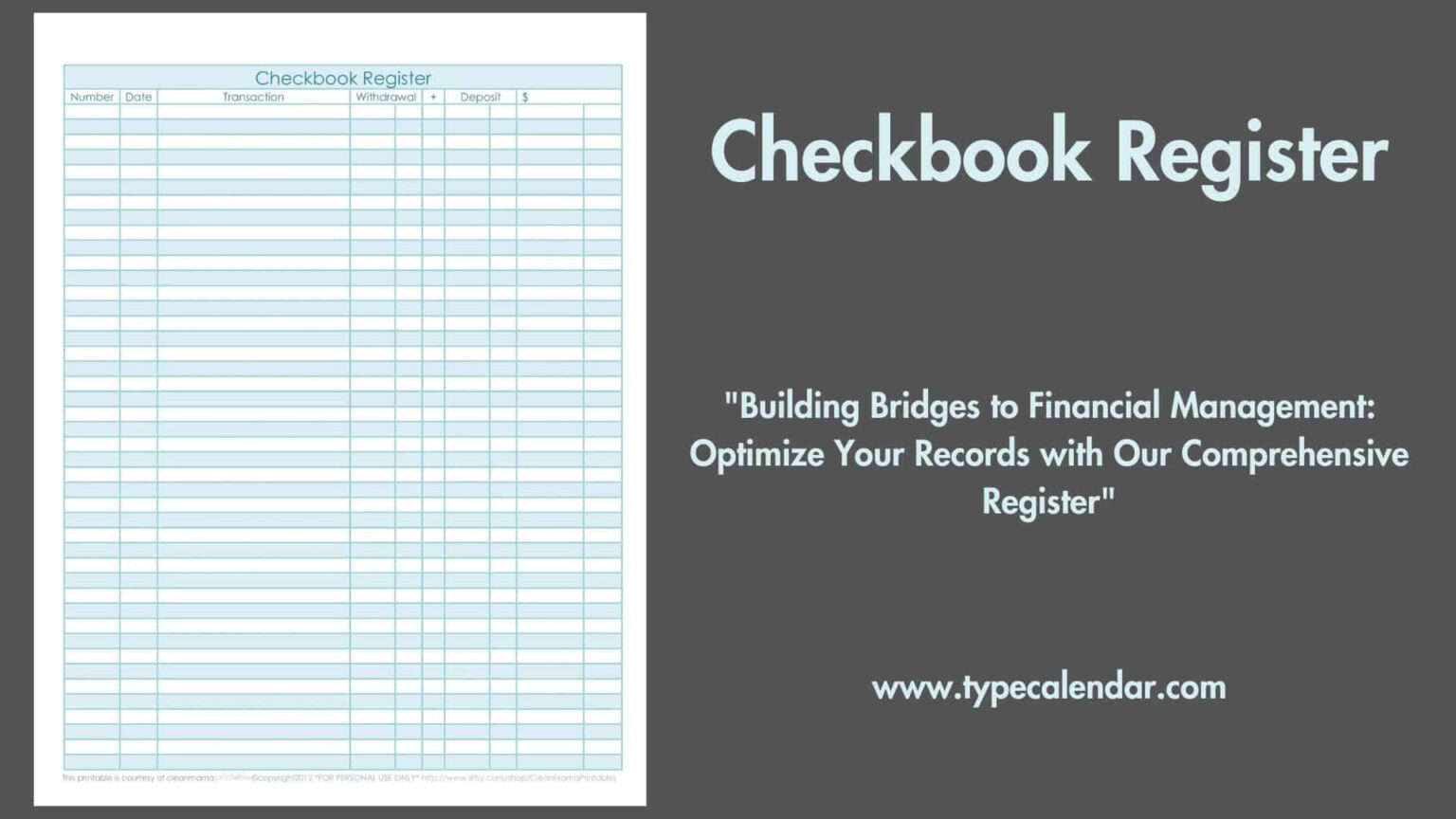 Free Printable Checkbook Register Template | Printable Labels