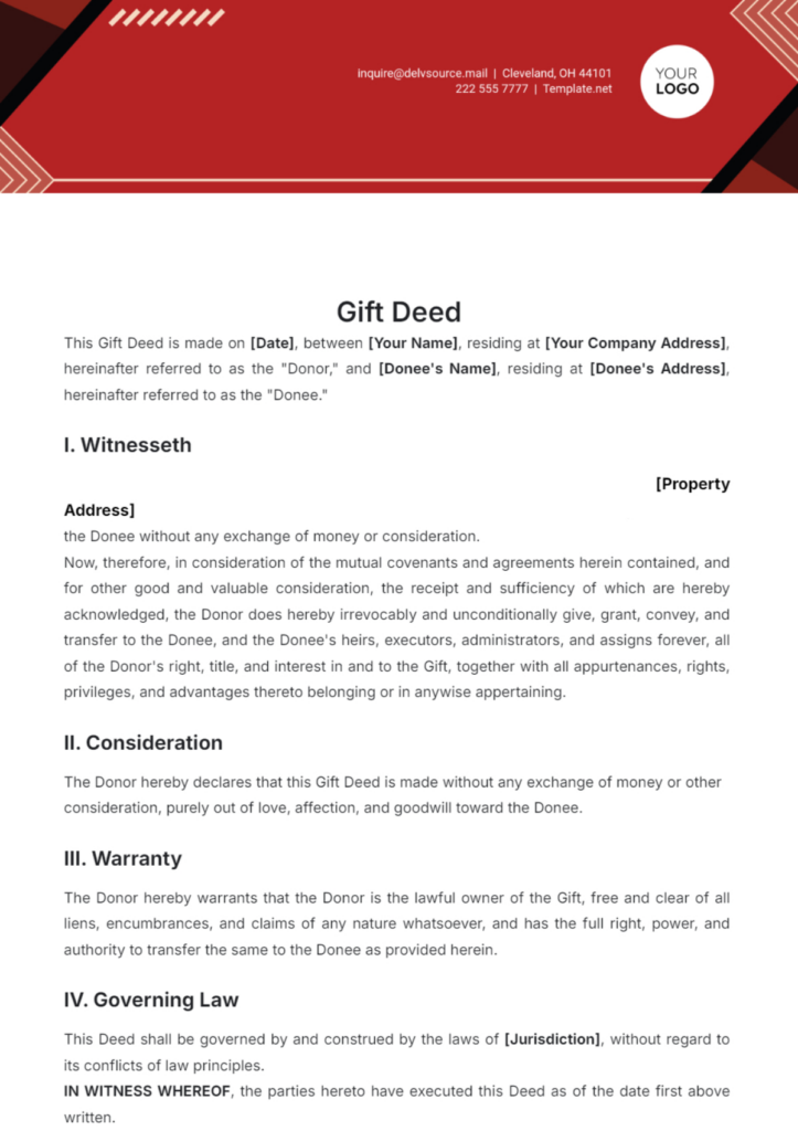 Free Printable Gift Deed Form | Printable Labels
