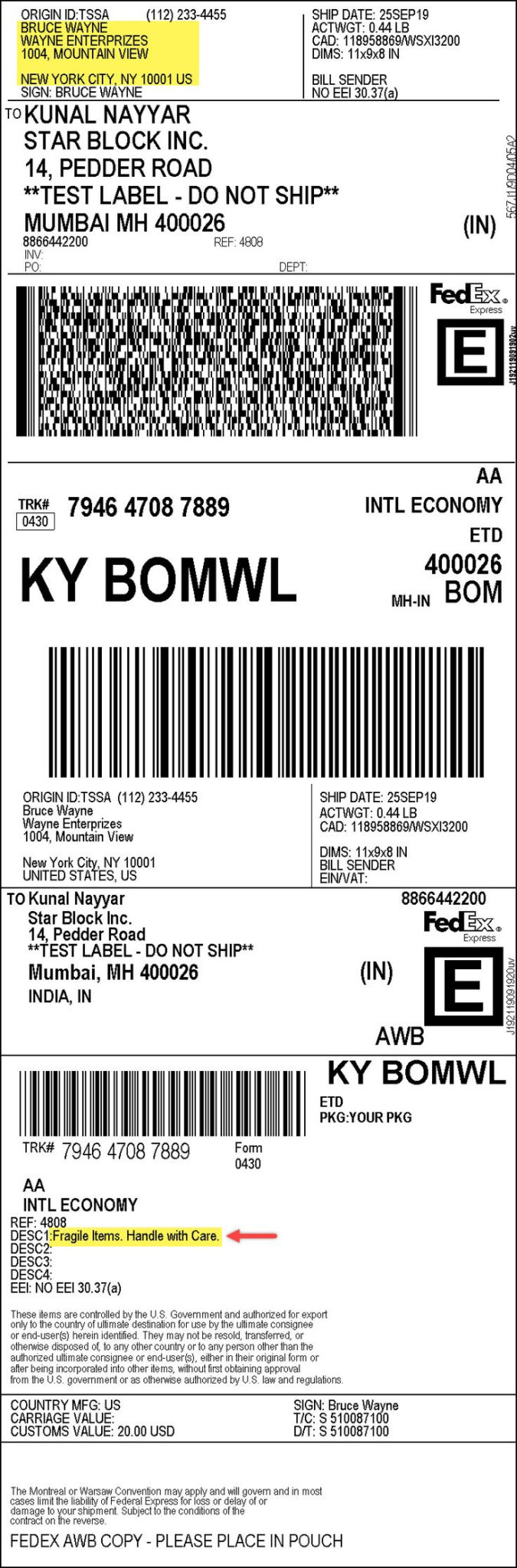 Printable Fedex Shipping Labels | Printable Labels