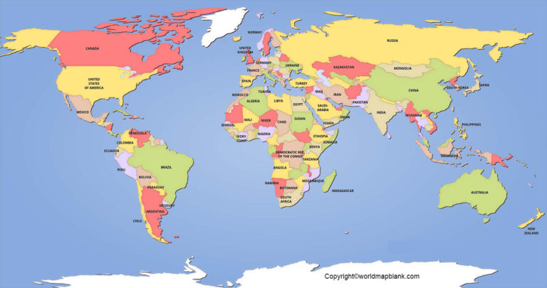 Printable World Map Countries Labeled | Printable Labels