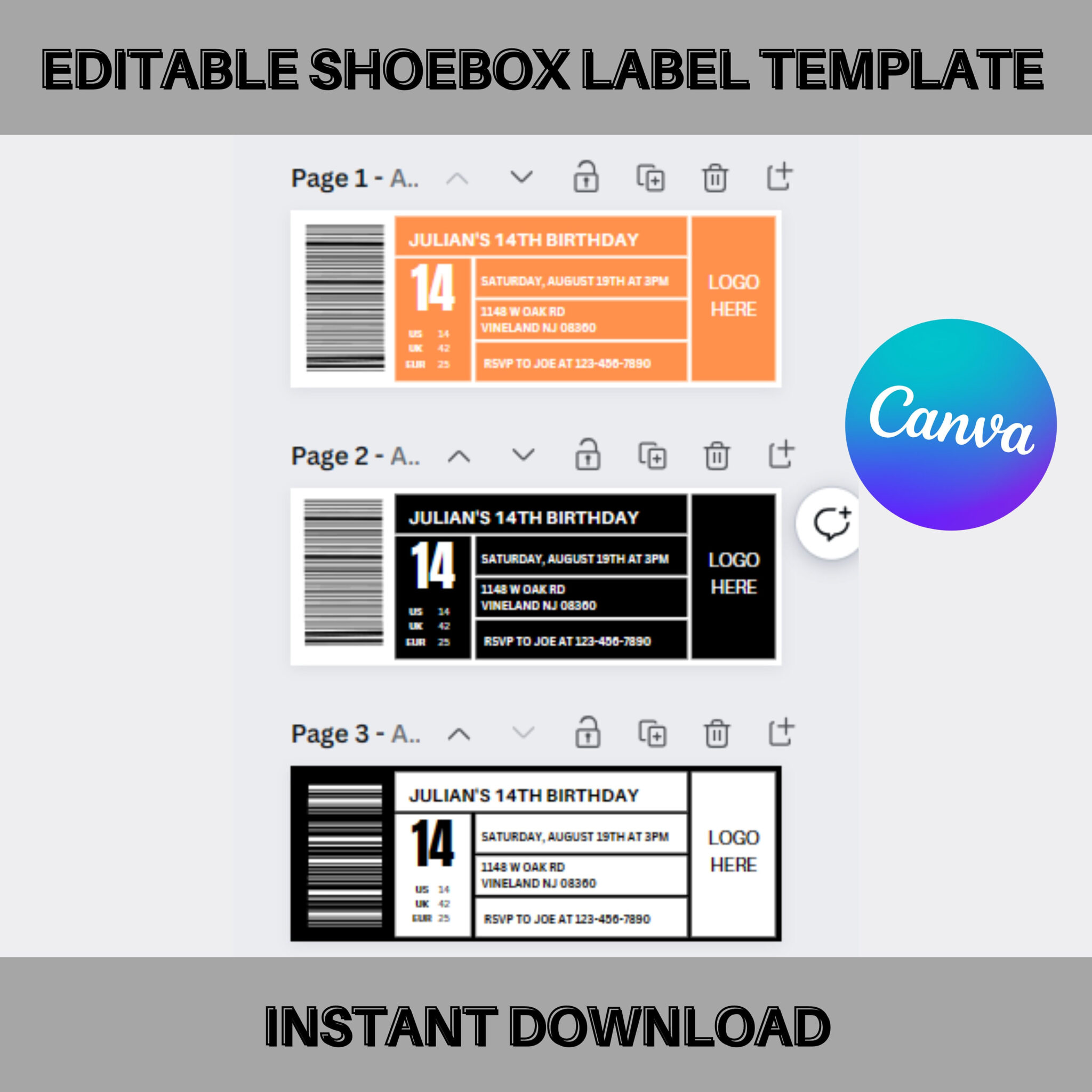 Nike Shoe Box Label Template | Printable Labels