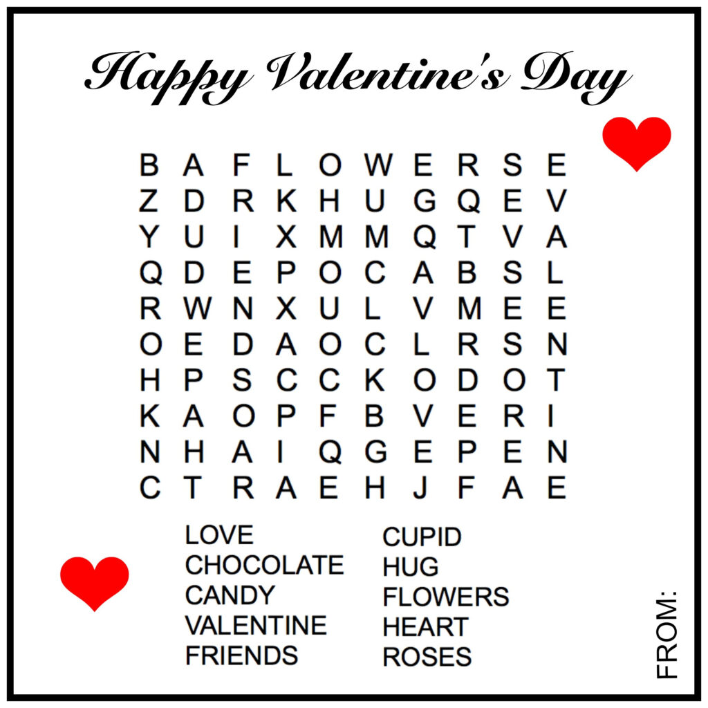 Free Printable Valentines Word Search – Printable Labels